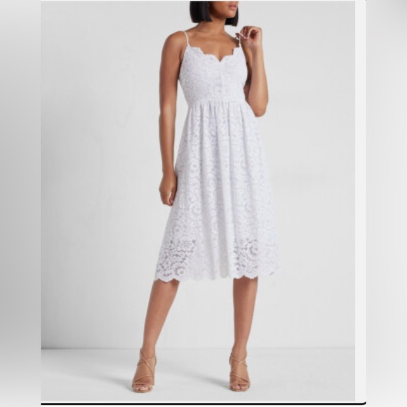 Express | Dresses | Nwt Express Elegant White Lace Midi Dress In Xl ...